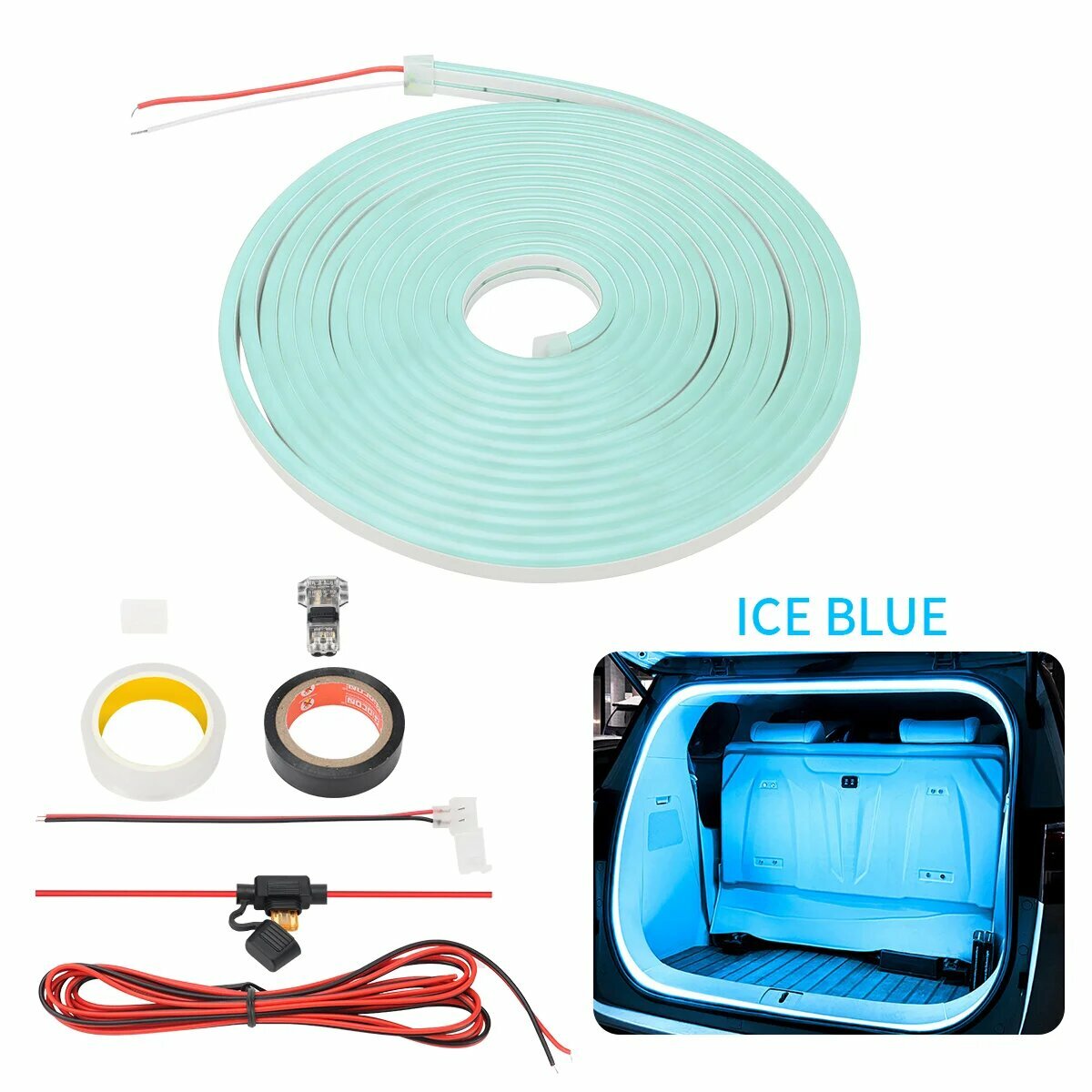 5 м светодиодные полосы для заднего багажника, декоративная лампа для интерьера багажника, ice blue