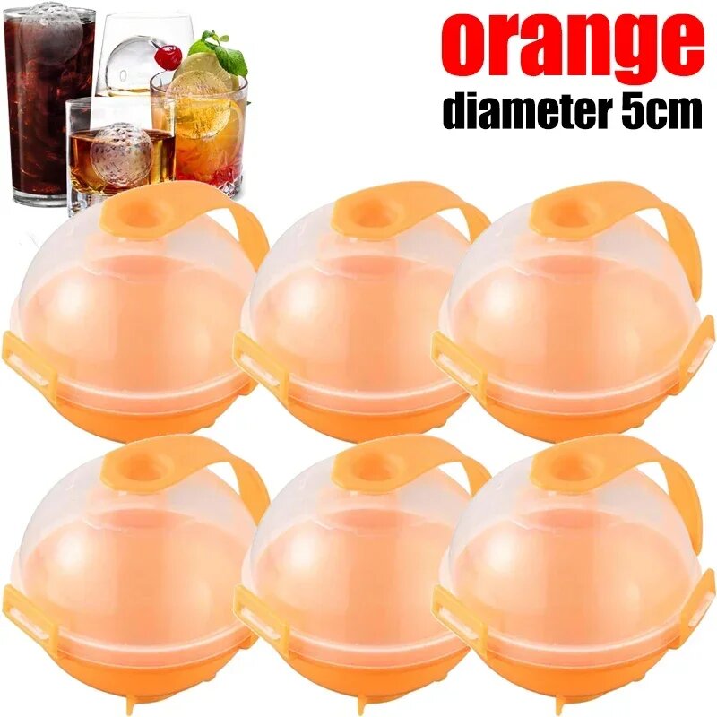 Круглые формы для льда 20 шт, оранжевый, зеленый, прозрачный Оранжевый, 6PCS, Orange