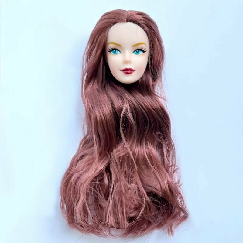 Розовые кудри волосы голубые глаза кукольная голова для куклы 11,5"