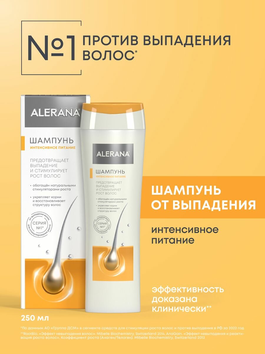 Шампунь питательный от выпадения Алерана, для роста волос, 250 мл