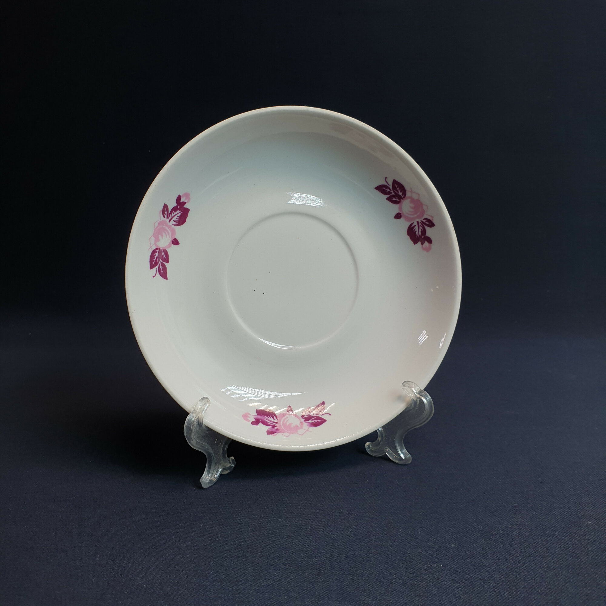 Блюдце Вербилки, фарфор деколь 14 см, винтаж СССР