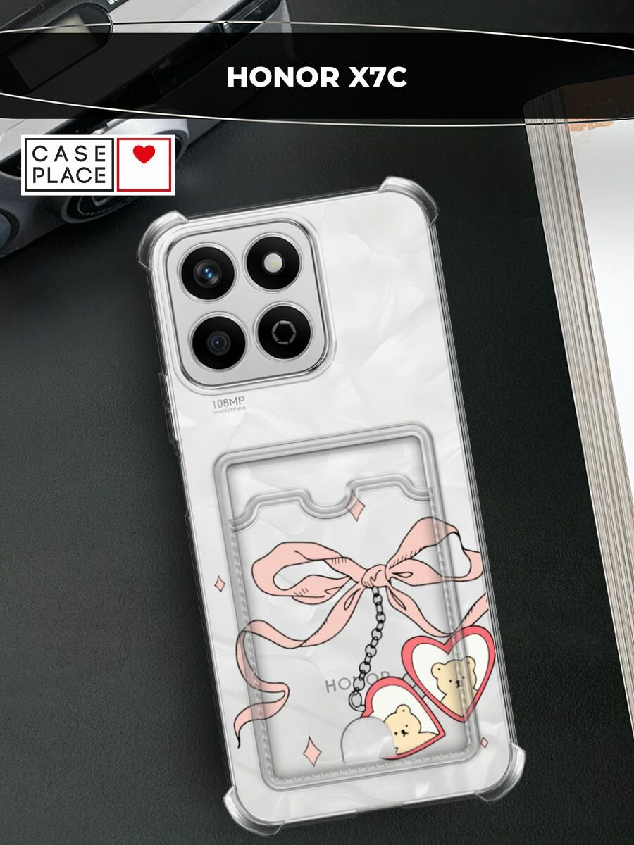 Чехол на Honor X7c (Хонор X7c) с картой и принтом Нарисованный бантик