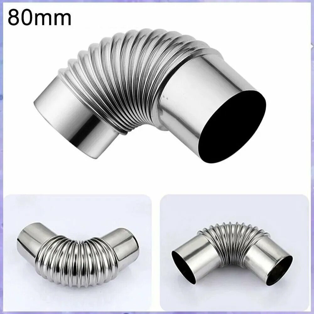 Эксклюзивный отвод 90 градусов для дымохода из нержавеющей стали, диаметром 80 мм, предназначенный для выхлопных систем кемпинговых печей на дровах
