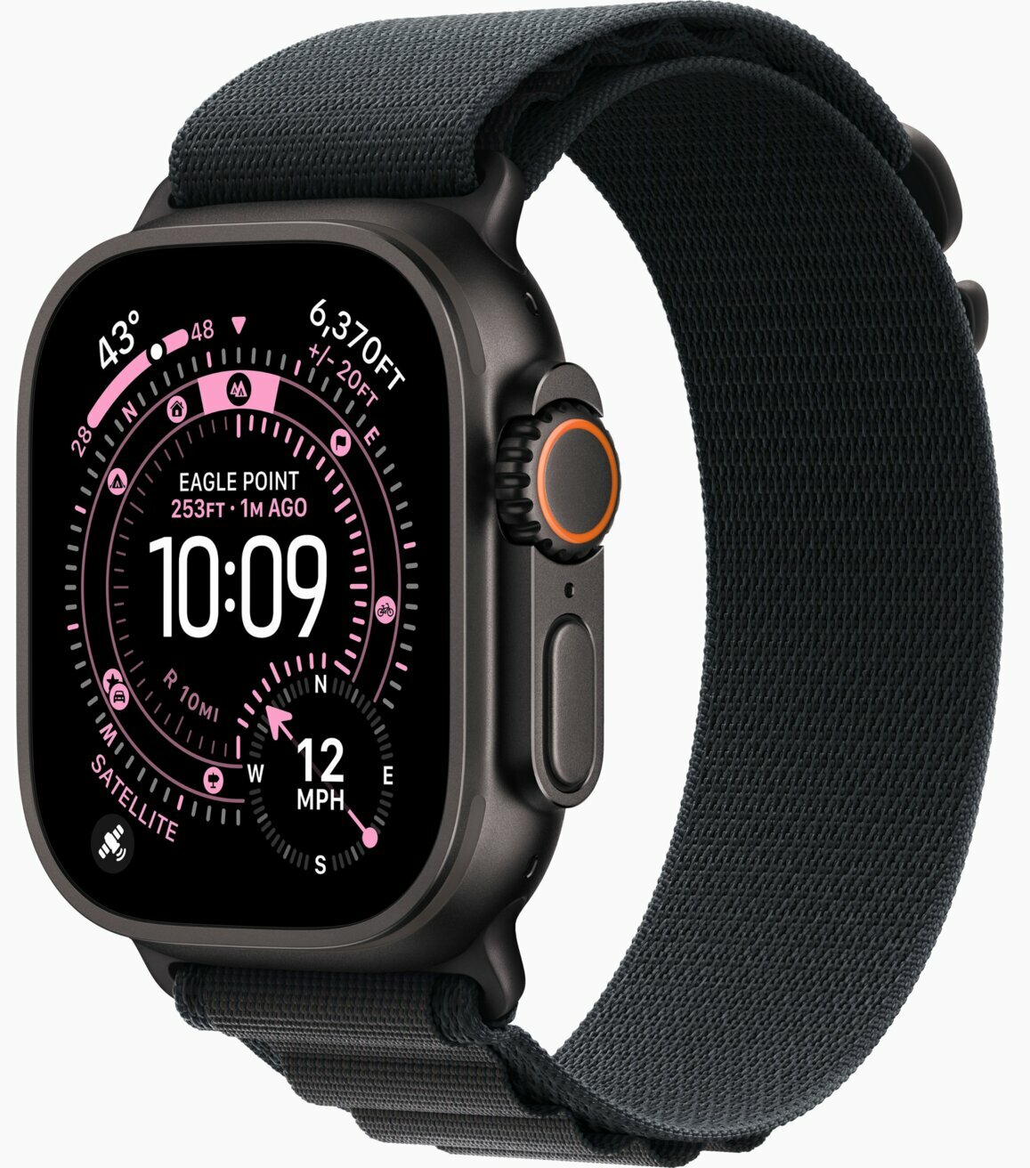 Apple Watch Ultra 3 GPS, 49 мм, корпус из черного титана, ремешок Alpine Loop цвета Black (MF0V4) M