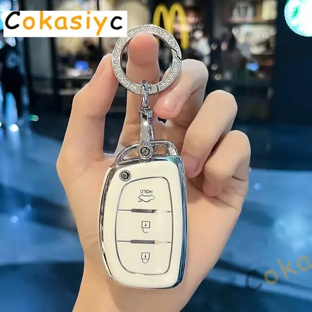 Брелок-брелок 3-кнопочный чехол из ТПУ для автомобильного смарт-ключа для Hyundai Tucson Santa Fe Rena Sonata Elantra Creta Ix35 Ix45 I10 I30 I40 White Set