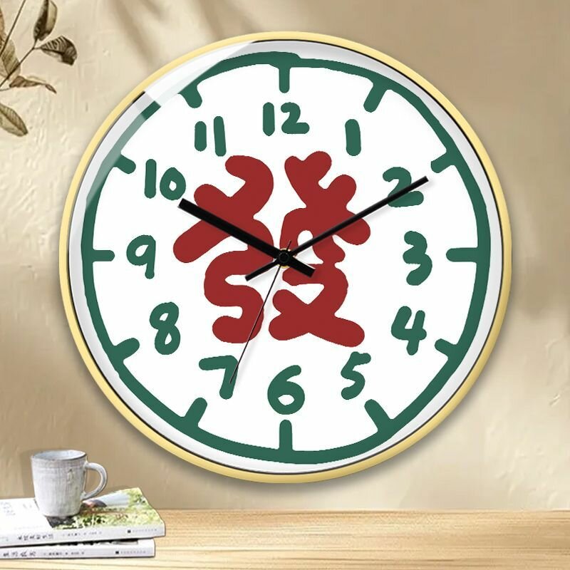 Часы в стиле Гонконга, кремовые, бесшумные, с изображением удачи, простые часы для ресторана, креативные граффити-часы, часы для студии шахмат и карт