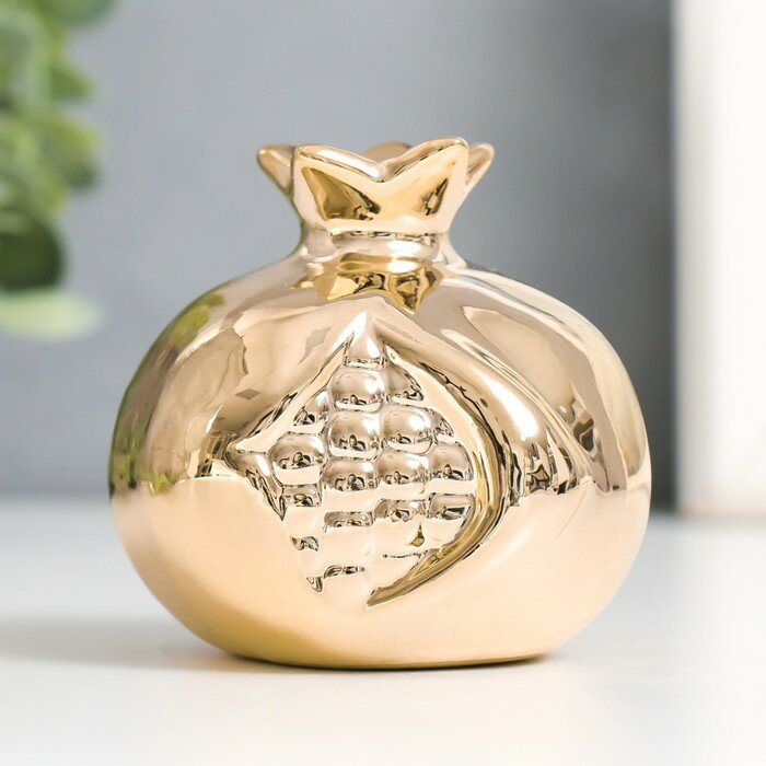 Фигурка керамика «Гранат с зёрнами», под золото, 7×6.5×6.5 см