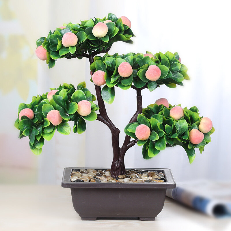 Искусственное фруктовое дерево, искусственный цветок, горшечное растение, украшение, искусственное растение, счастливый фруктовый бонсай, декор для настольного ТВ-шкафа