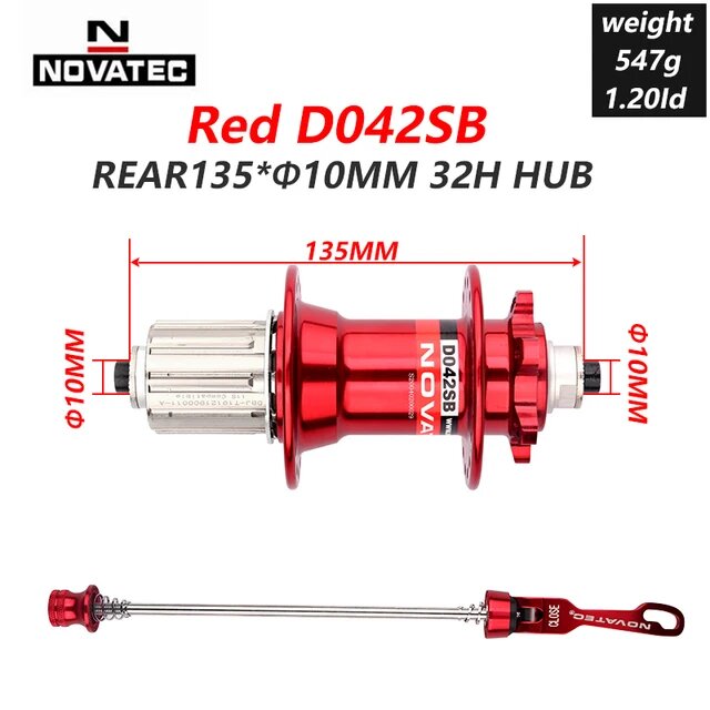 Ступицы Novatec D041SB D042SB 32 отверстия черные/красные MTB Красный, Red 32Hole Rear