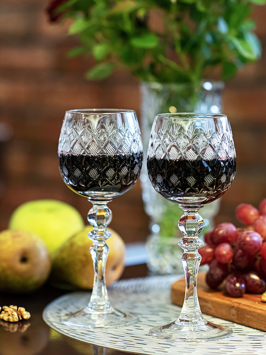 Хрустальные бокалы для белого и красного вина 230 мл, фужеры набор 2 шт, Неман