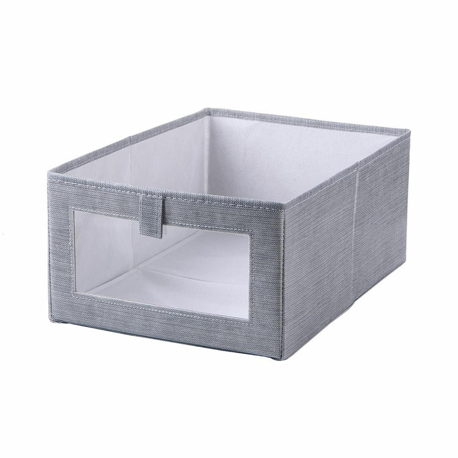 Складная коробка для хранения с ручкой и прозрачным окошком, Серый - Большой