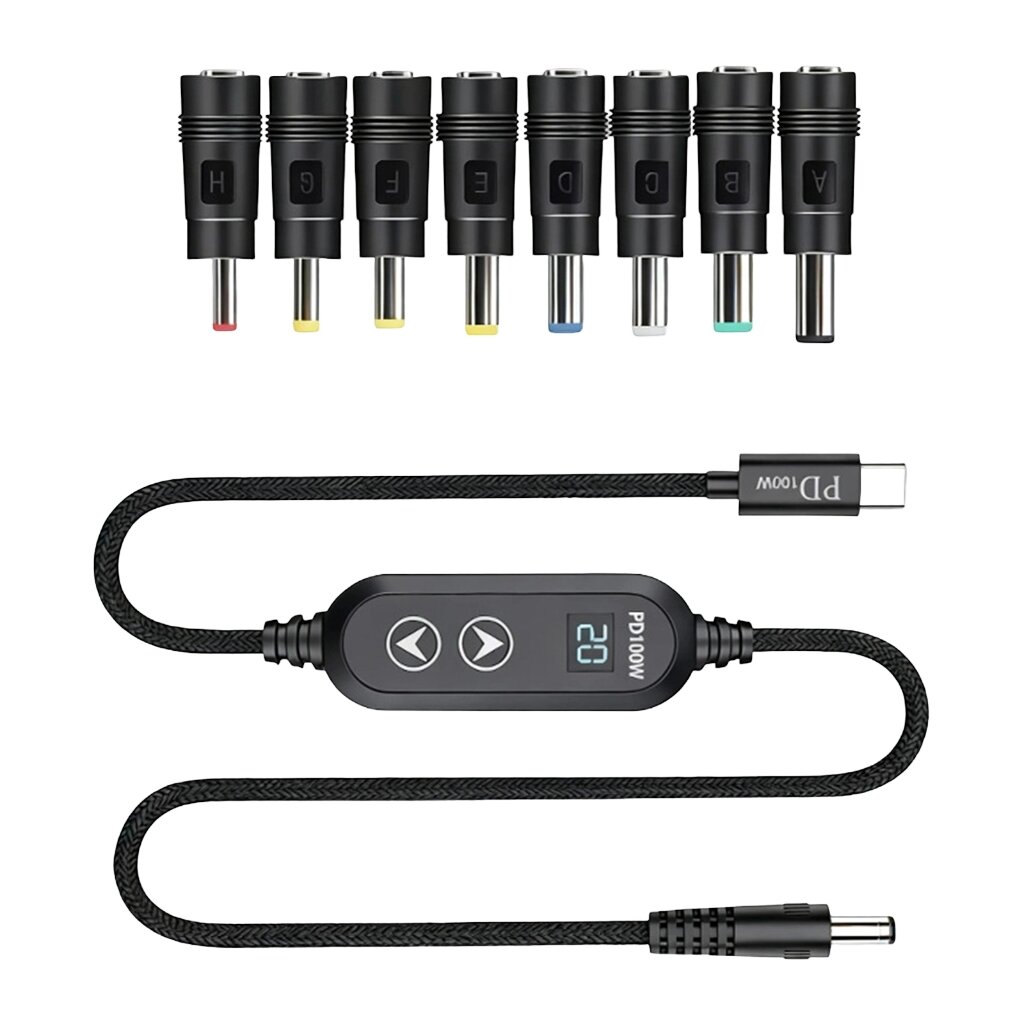 Двухкнопочный зарядный кабель мощностью 100 Вт + 8 адаптеров