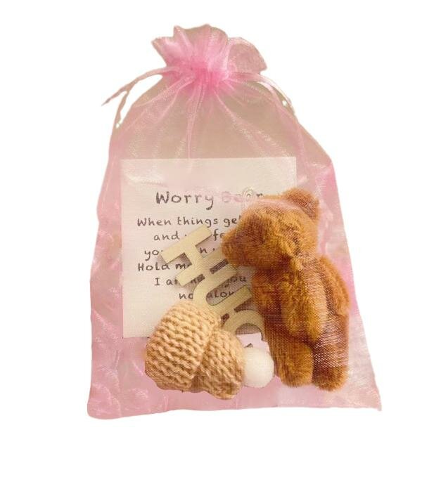 FROVOL Миниатюрный плюшевый мишка ручной работы, Мой маленький мишка-оберег, Маленький мишка в коробке, Открытка «Карманный мишка-оберег», Эмоциональная и вдохновляющая поддержка