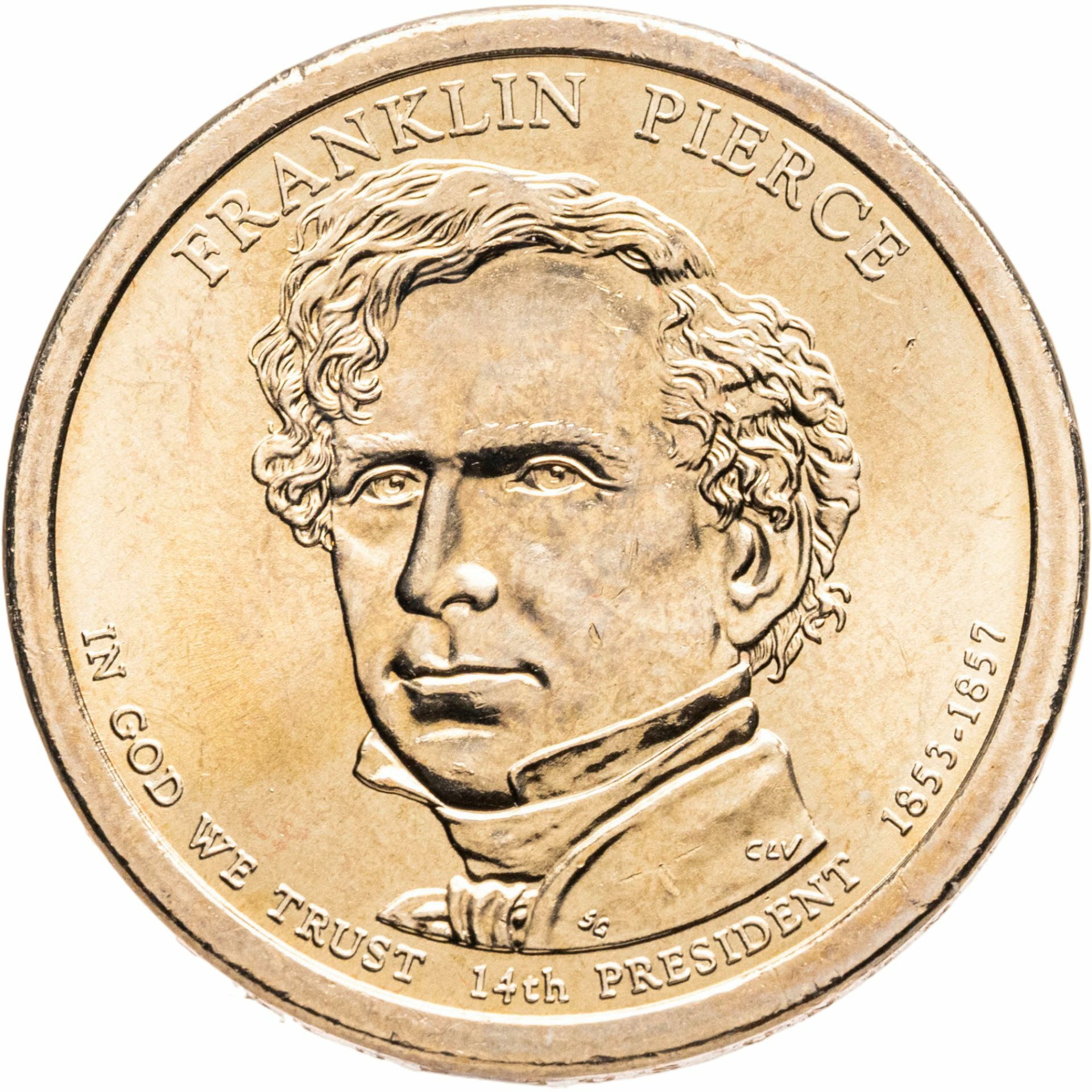 США 1 доллар 2010 P "14-ый Президент США - Франклин Пирс", Медь, в сохранности UNC