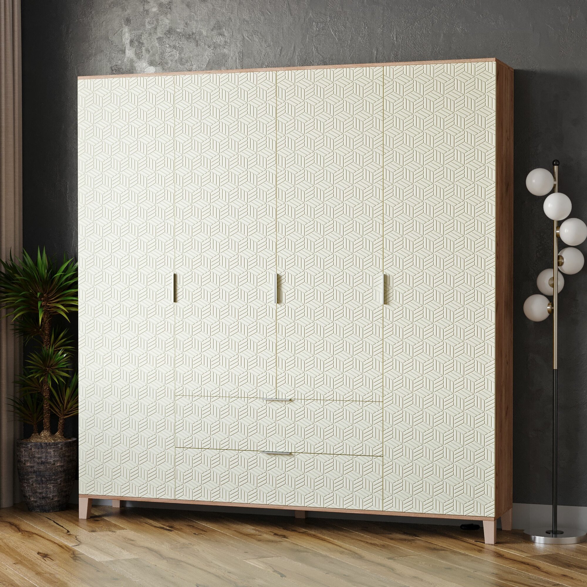 Шкаф для одежды распашной в прихожую, в спальню, на балкон, в детскую Марвин - 4 Тирамису, 200х210х40 см