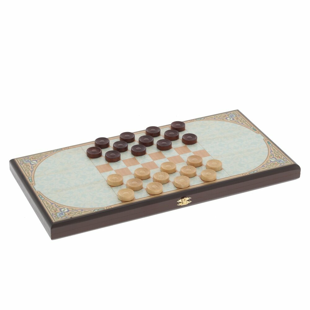 Игра настольная 2в1 (шашки, нарды) Белые лошади, 50х25х3 см KSM-716272