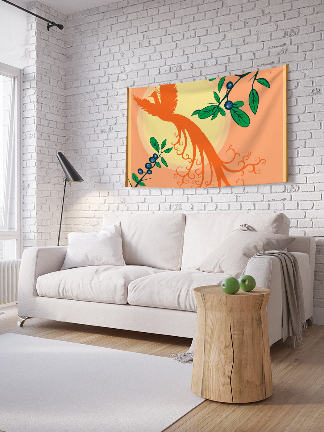 Горизонтальное фотопанно на стену "Парящая жар птица", 150x200 см