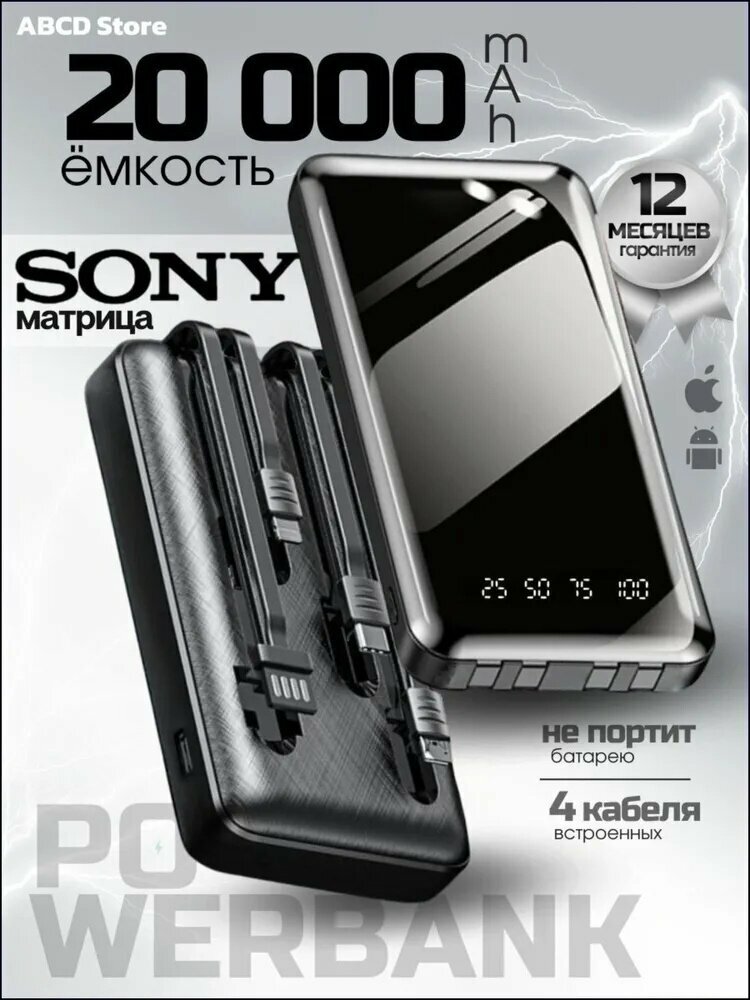 Повербанк 20000 mah power bank для телефона / Портативный аккумулятор