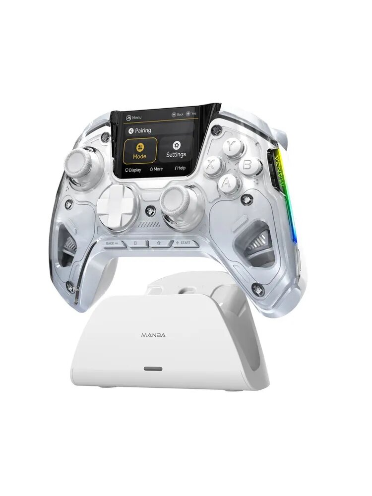 Manba One Ver 2 беспроводной кроссплатформенный геймпад, Игровой контроллер с 2-дюймовым интерактивным экраном и джойстиком с эффектом Холла (PC, Android, iOS, Nintendo Switch)