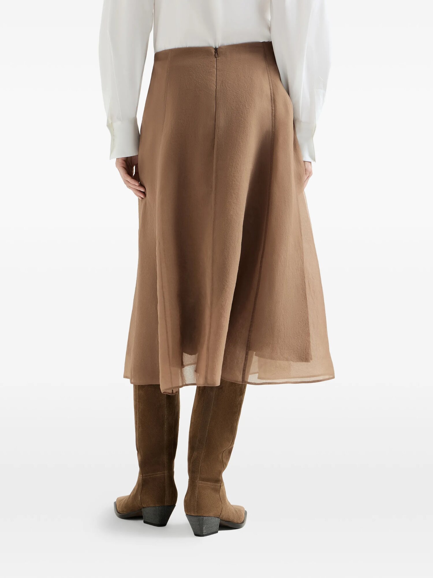 Юбка BRUNELLO CUCINELLI Crispy silk circle skirt, размер 52 — фото 1