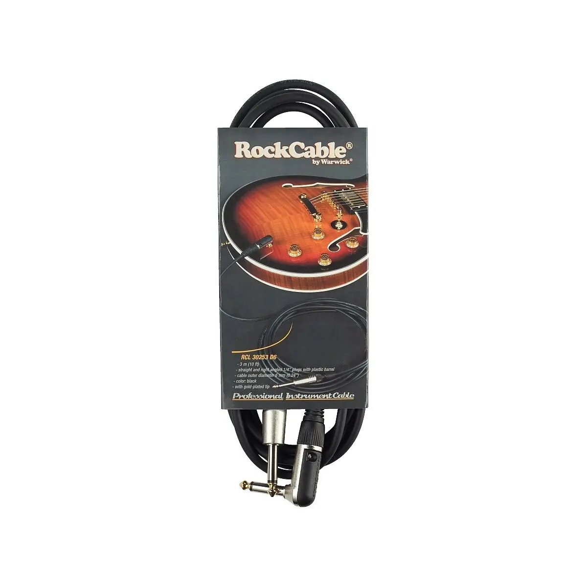 Инструментальный кабель Rockcable RCL30253 D6 3 м Jack 6.3 (M) Jack 6.3 (M), 3 м
