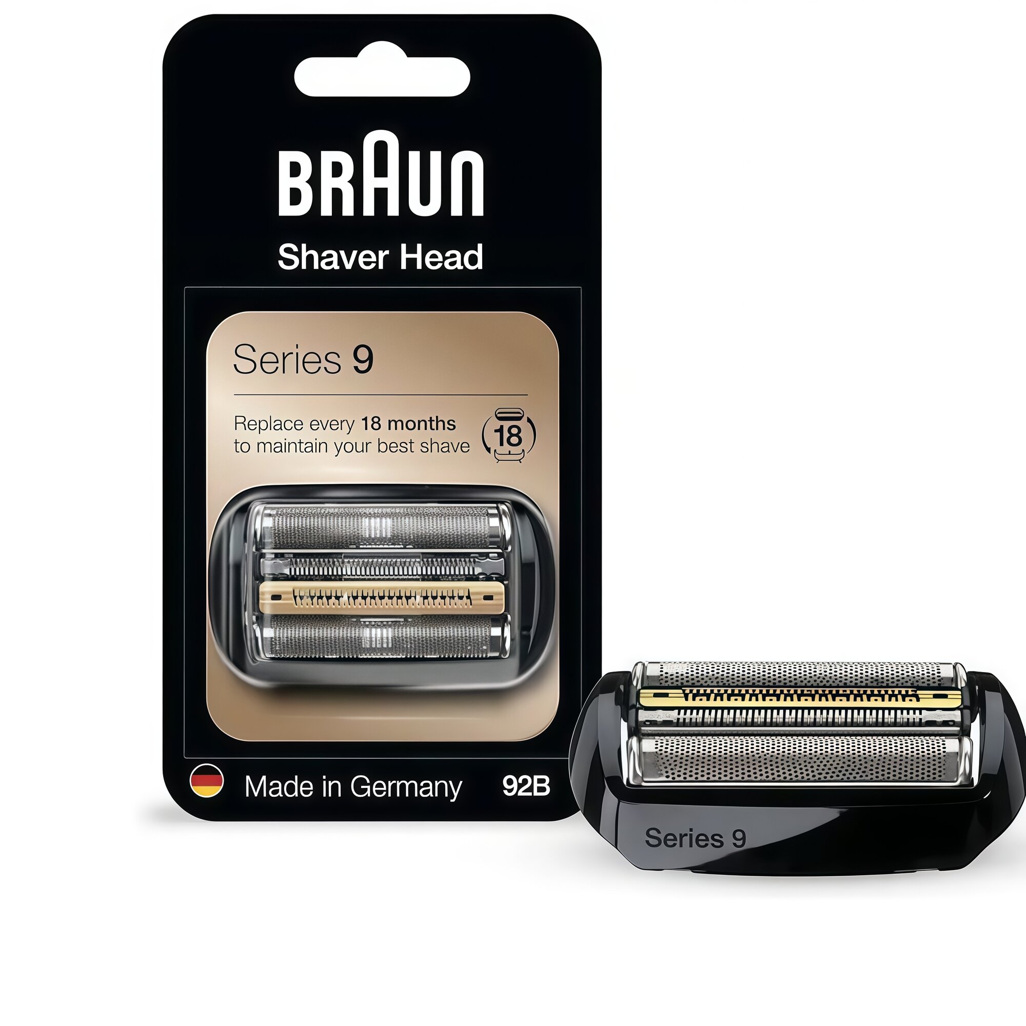 Сменная бритвенная головка Braun 92B (серебристая) — совместима с мужскими электробритвами Braun Series 9