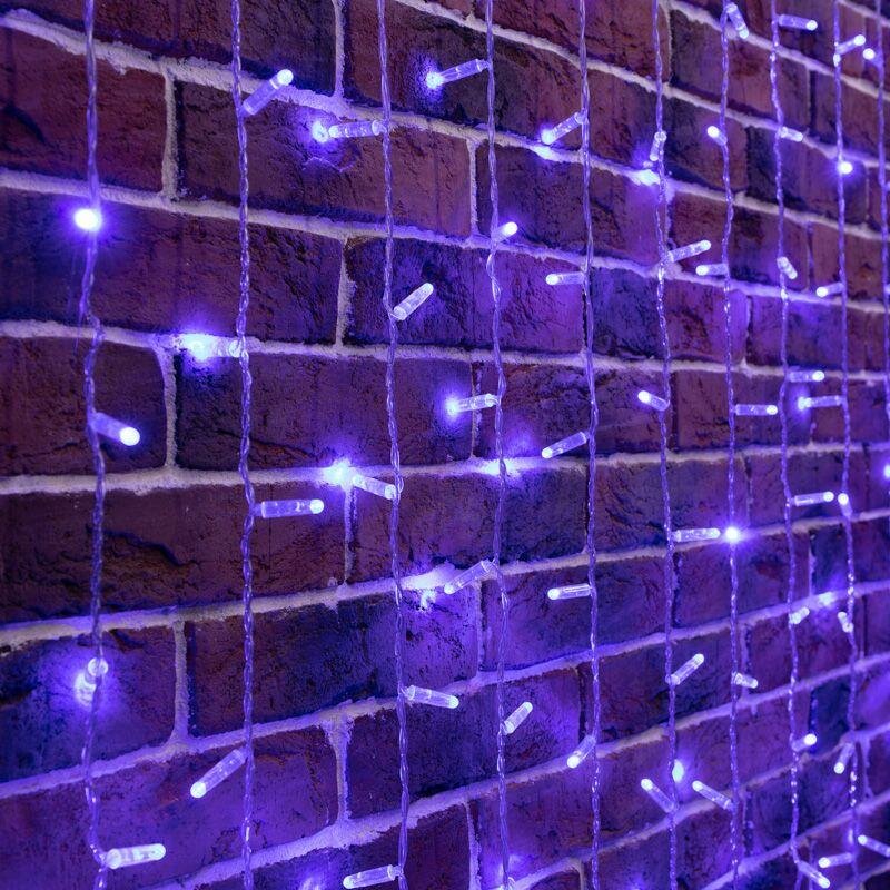 Гирлянда светодиодная "Светодиодный Дождь" 2х6м 768LED син. 70Вт 230В IP65 постоян. свечение провод прозр. (нужен шнур питания 303-500-1) Neon-Night 235-173