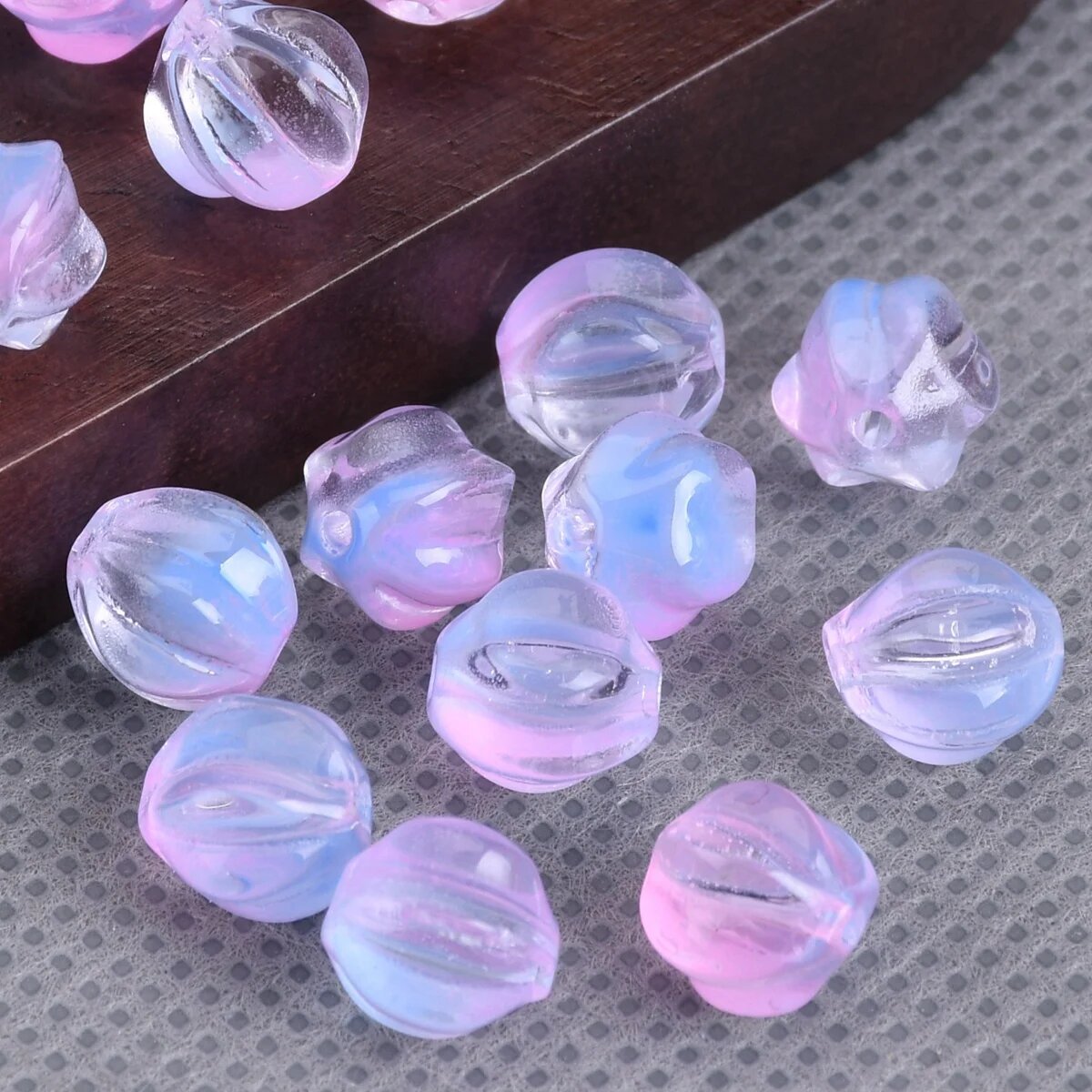 Бусины из лэмпворк-стекла, круглые, в форме тыквы, 8 мм, 10 мм, для 8mm(20pcs), Light Blue Pink