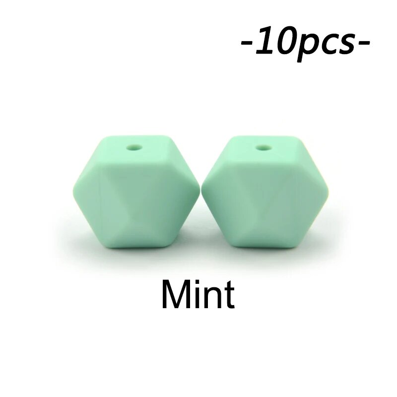 Силиконовые бусины для прорезывания зубов LOFCA, 10 шт, 14 мм Зеленый, mint