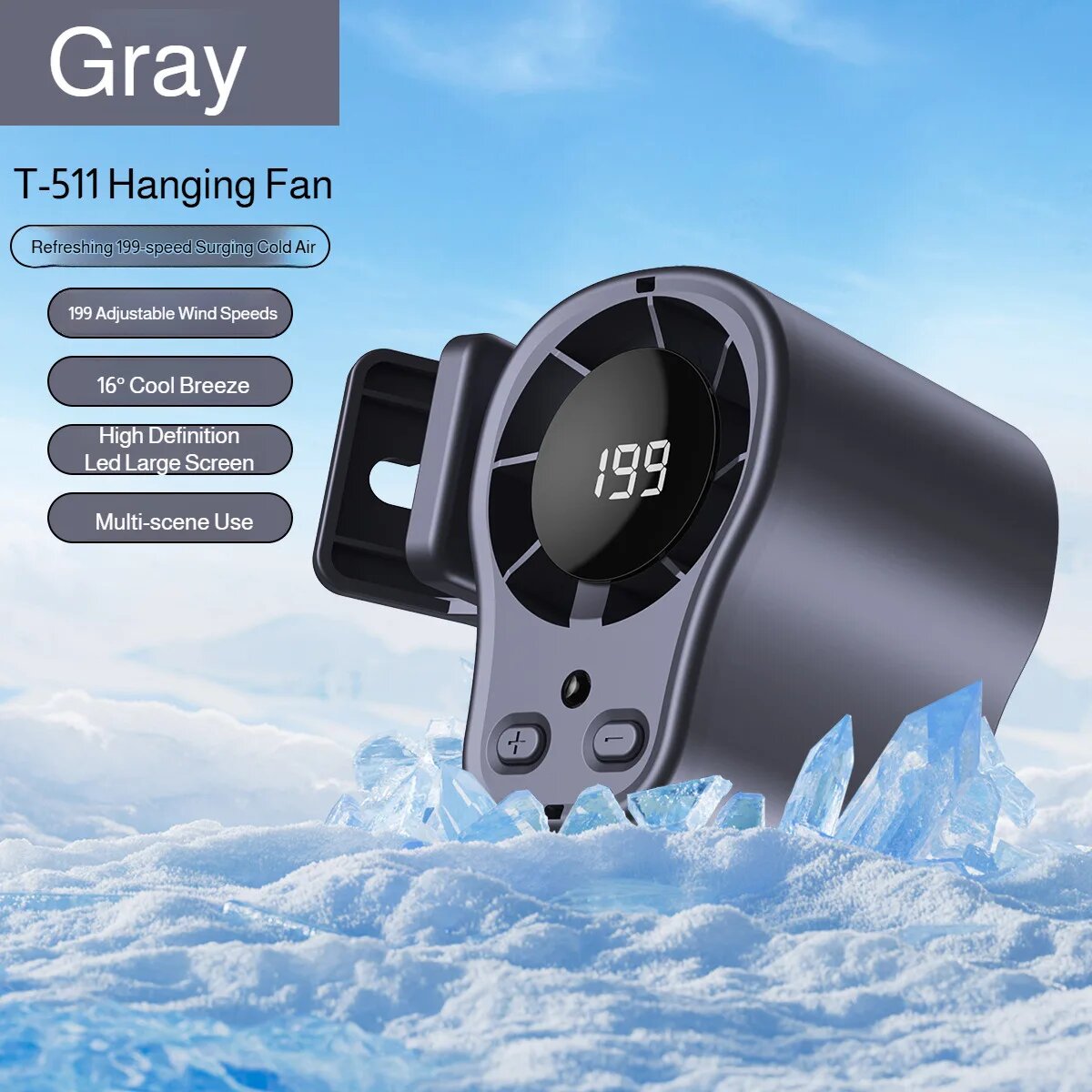 Портативный USB вентилятор для кемпинга Серый, grey