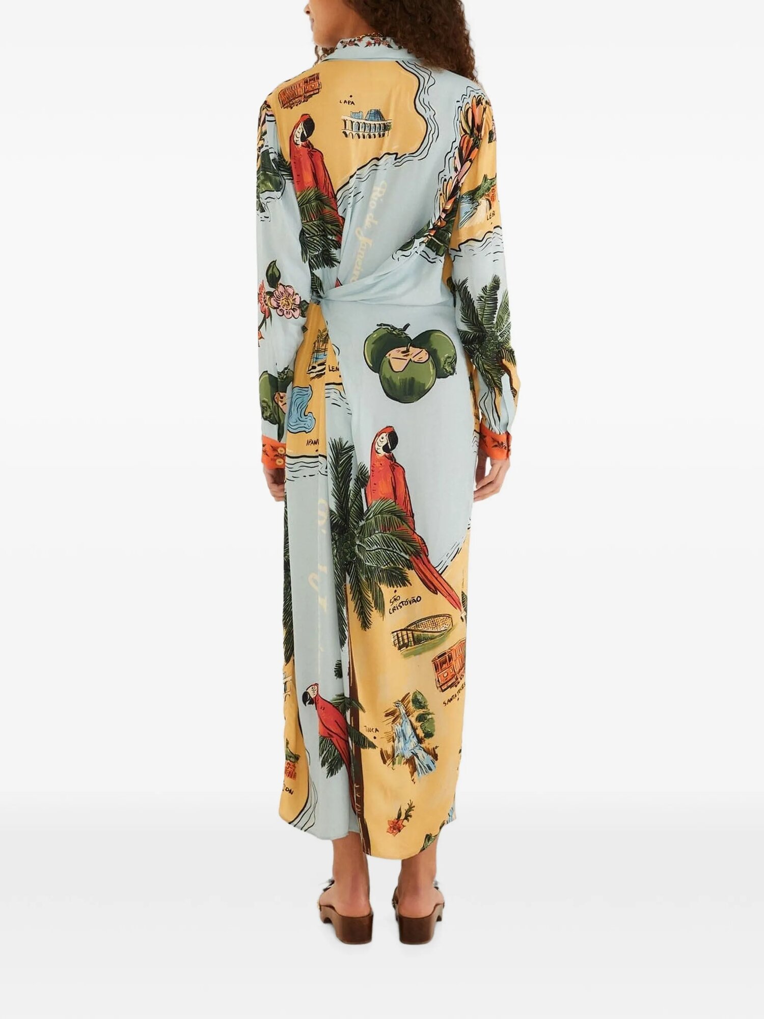 Платье FARM RIO Multicolor Beaches Path collared buttoned maxi dress, размер 36-38 — фото 1