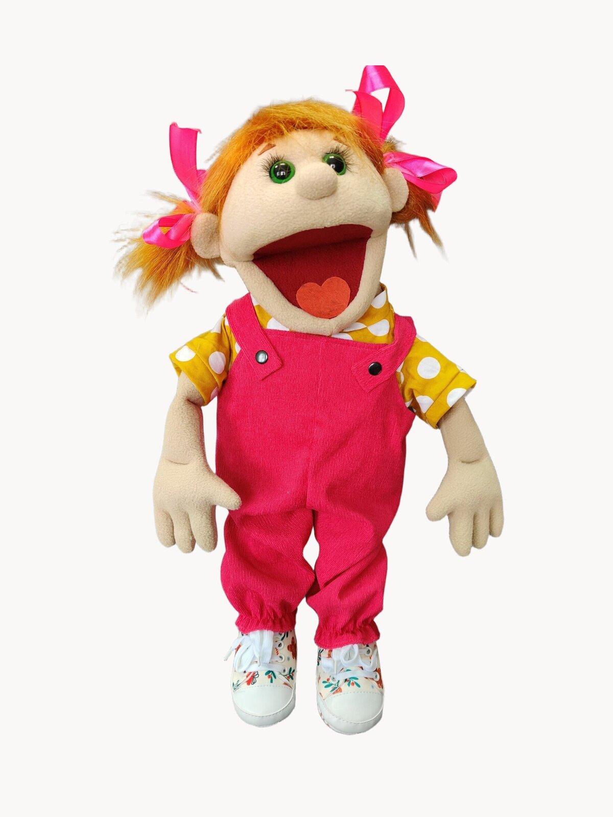 Театральная кукла маппет девочка Анечка; перчаточная кукла с открывающимся ртом с ножками