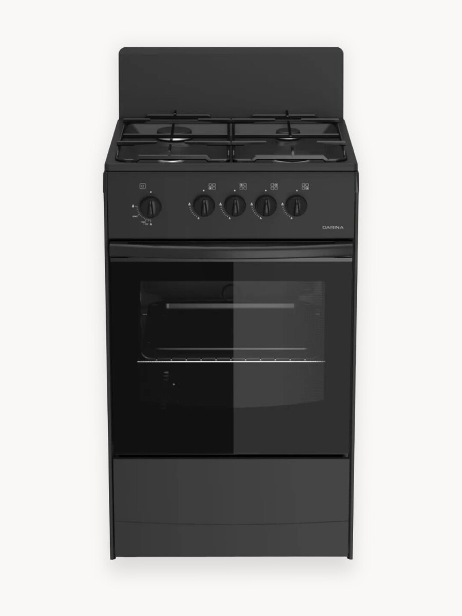 Газовая плита Darina S GM 441 001 At, 4 конфорки, эмаль, черная