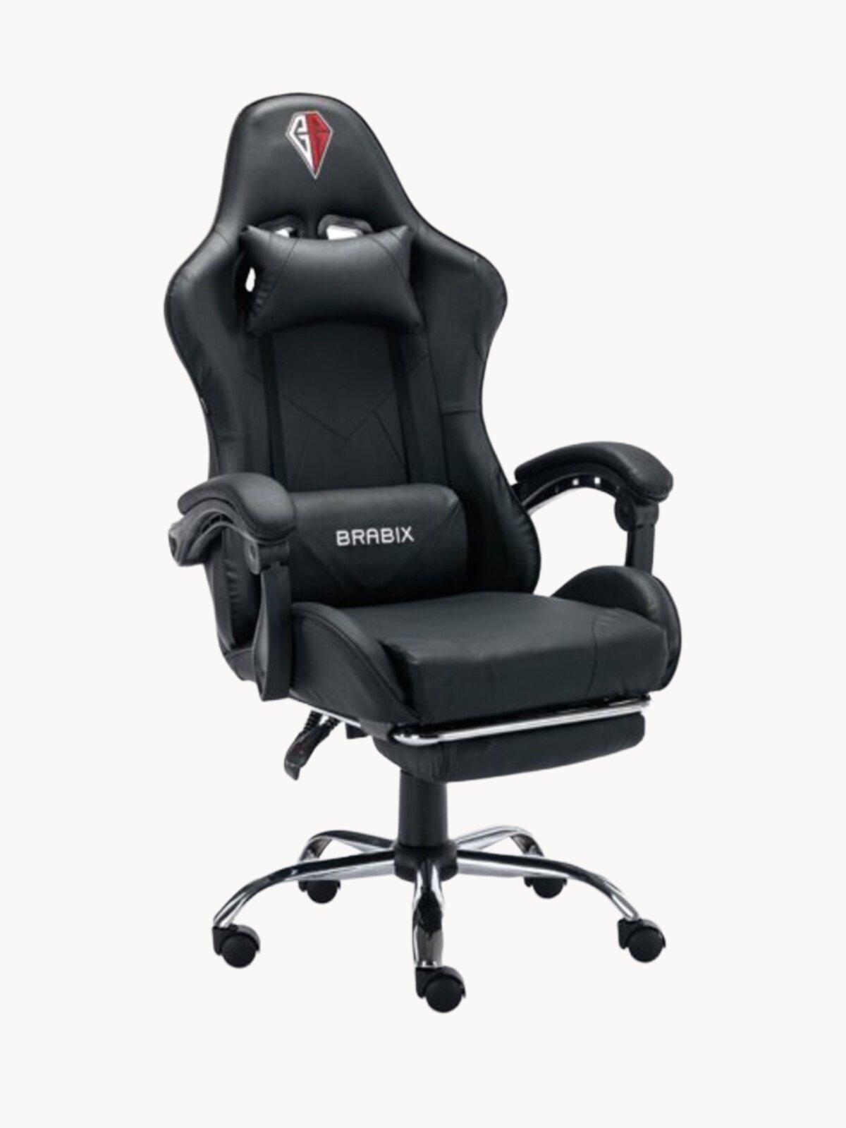 Кресло геймерское Brabix "Dexter GM-135", подножка, две подушки, экокожа, черное, 532800