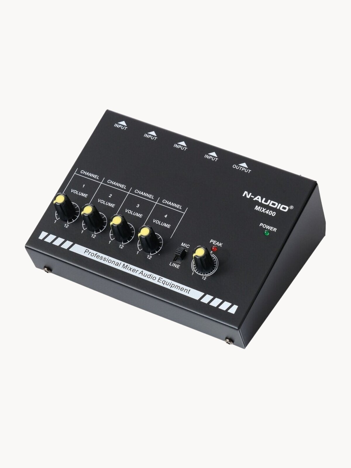 Микшер N-Audio MIX400, 4 канальный, управление громкостью, переключатель микрофон/линия