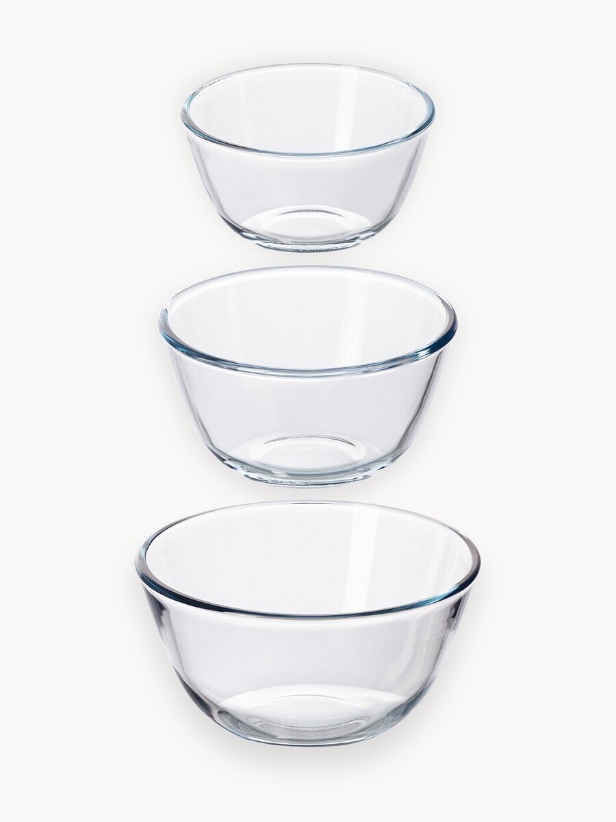 Набор 3-х салатников Elan Gallery Crystal glass, 500 мл, 800 мл, 1050 мл, стекло