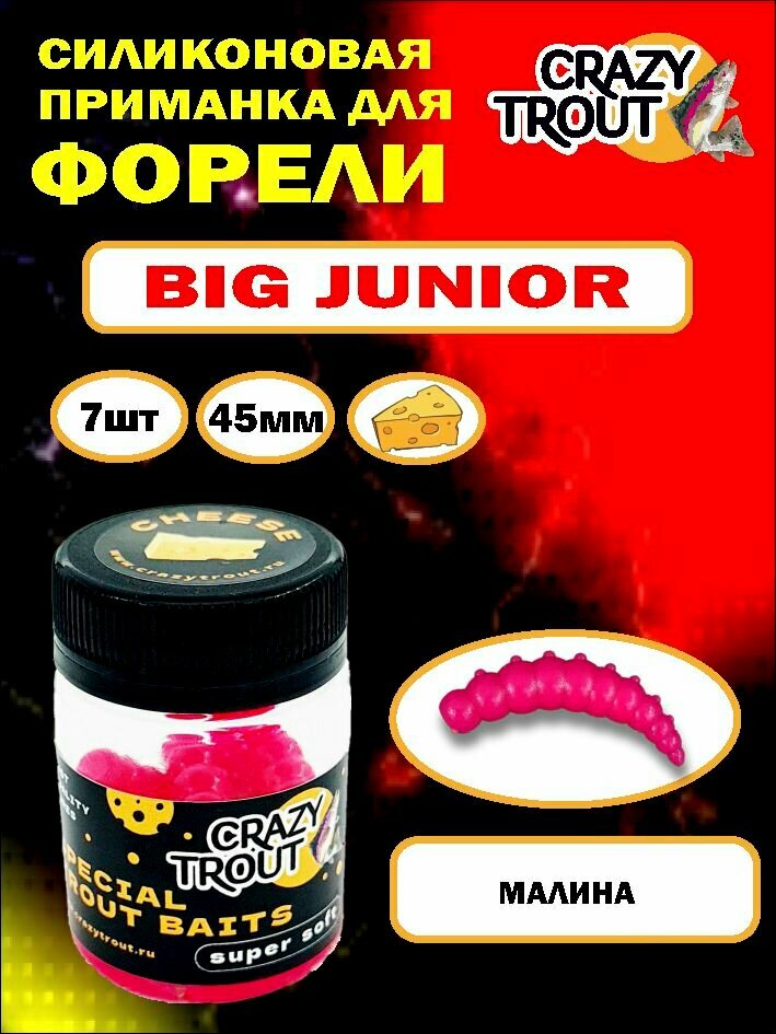 CRAZY TROUT / Силиконовая приманка для ловли форели BIG JUNIOR Малина