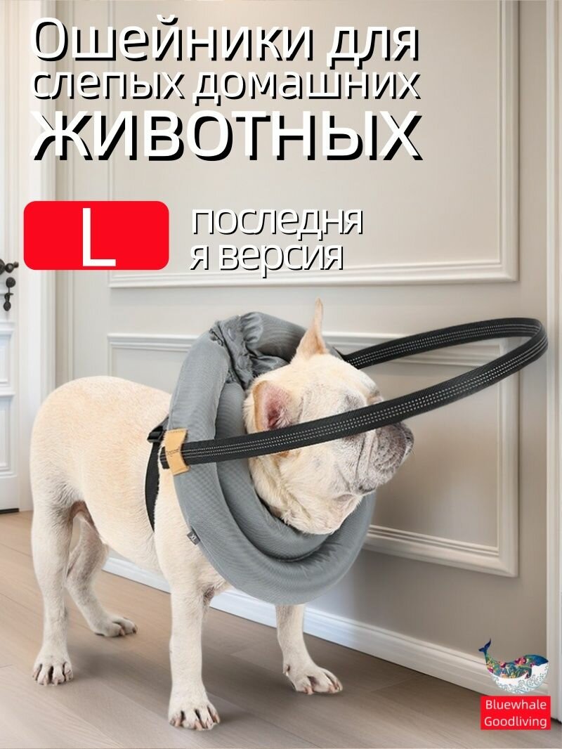 Ошейник для слепых питомцев. Ошейник для защиты от столкновений для частично зрячих собак и кошек. Принадлежности для слепых домашних животных. Защитное снаряжение для домашних животных. Код L.