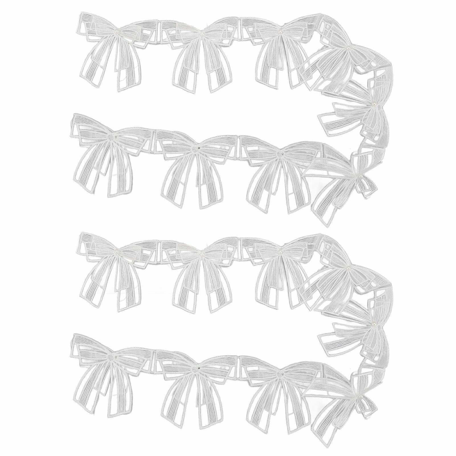 2 рулона вышитой кружевной отделки с бантом из бисера, сетка