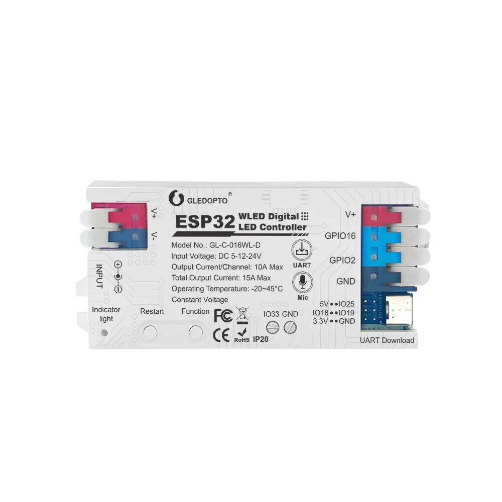 RGB-контроллер GLEDOPTO ESP32 WLED White Housing