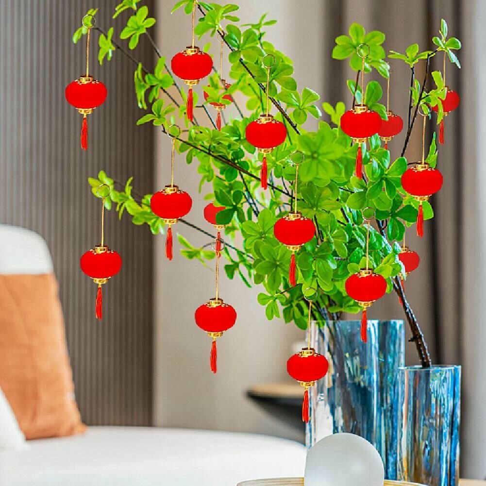 Маленькие красные фонарики для украшения,16 шт/30 шт, Новогодние украшения для гостиной