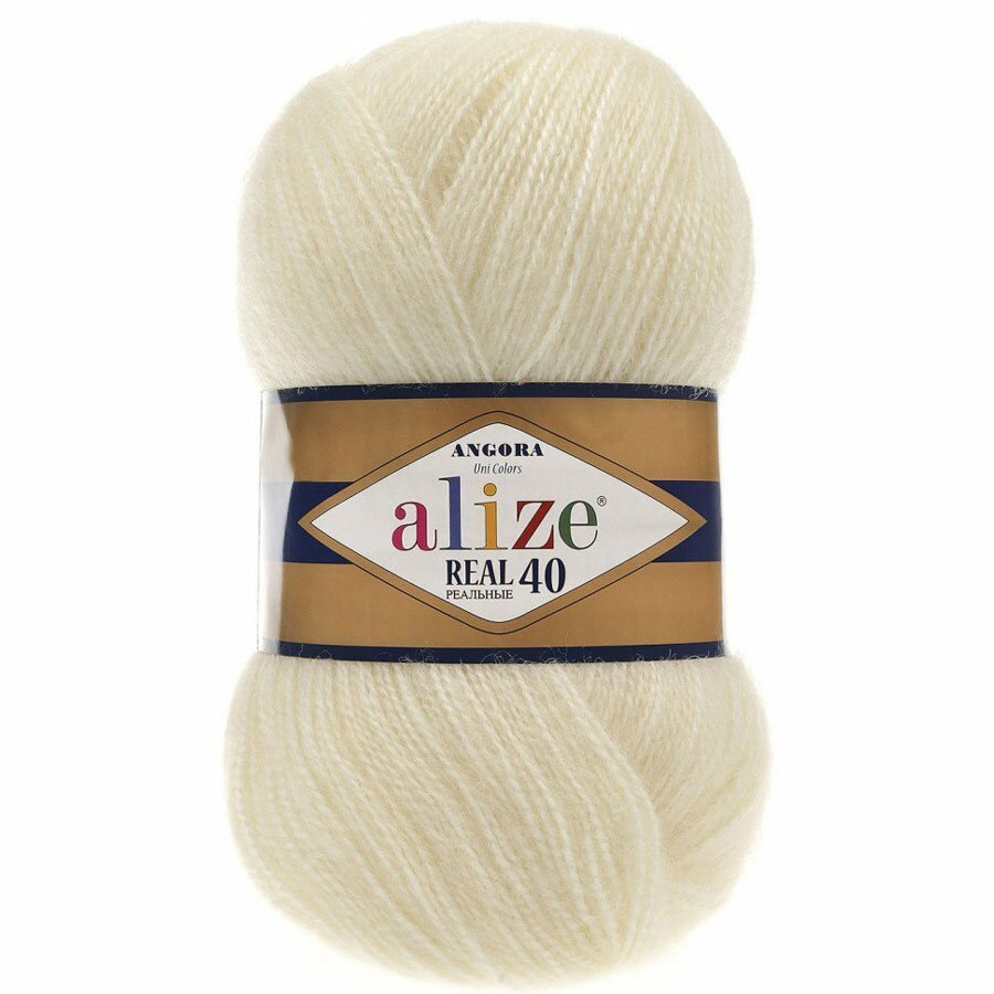 Пряжа Alize ANGORA REAL 40 01 кремовый (5 мотков)