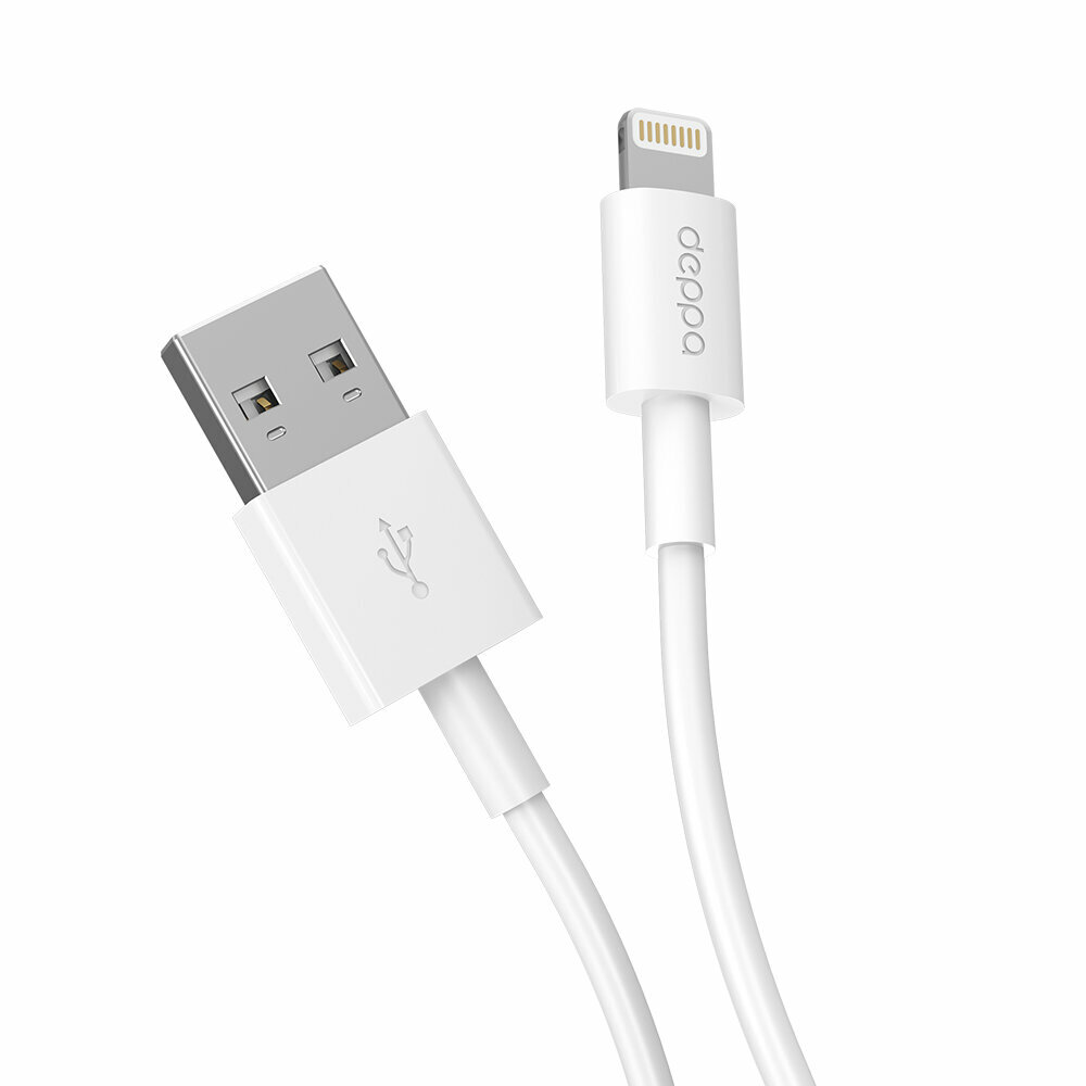 Кабель для телефона USB - Lightning, 2м, белый, Deppa 72223-OZ, Без заводской упаковки