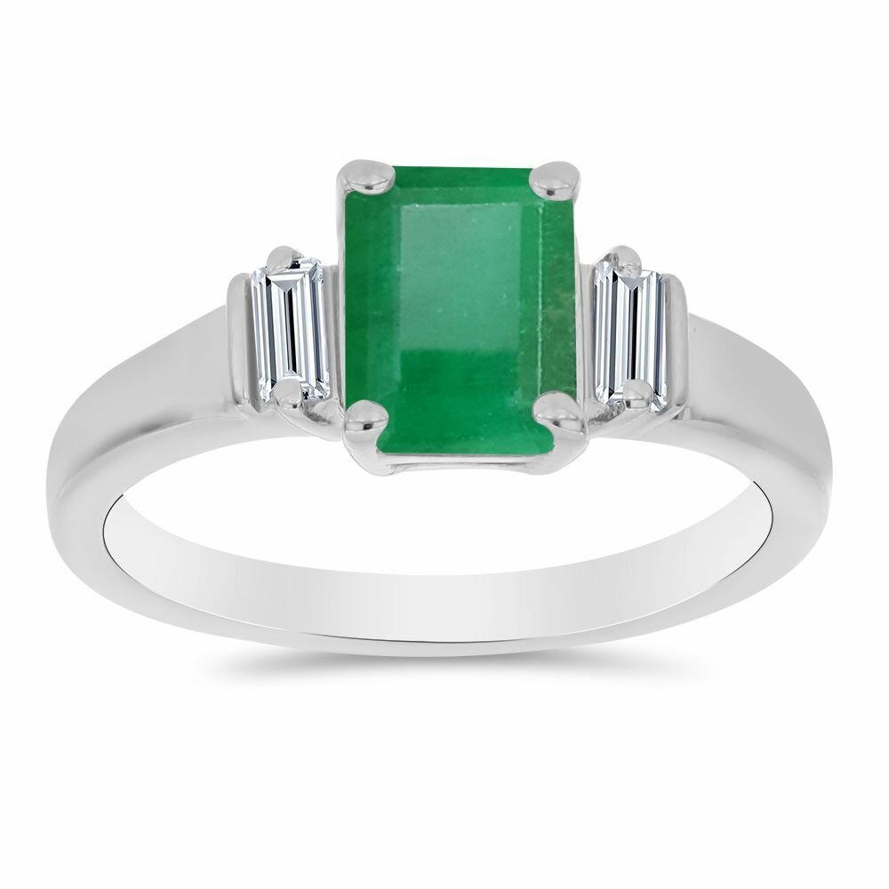 Кольцо тонкое, серебро, 925 проба, родирование, изумруд