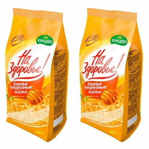 На здоровье! Кукурузные хлопья медовые, 350г, 2шт