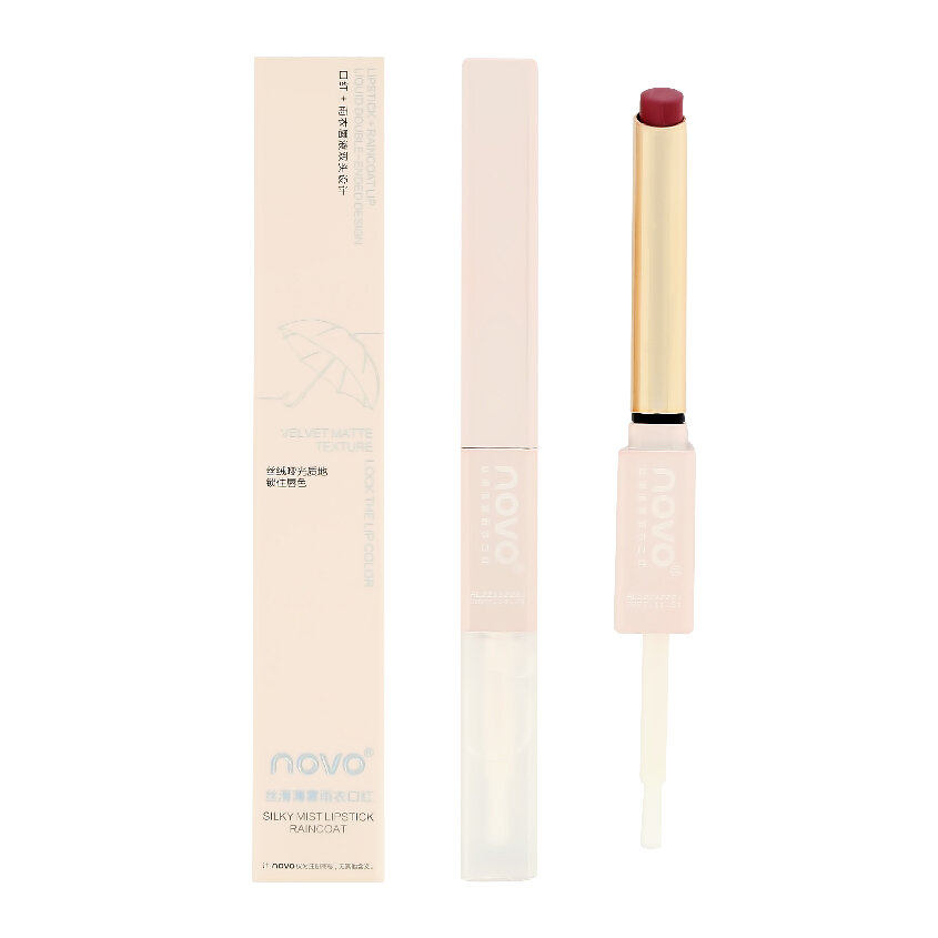 Помада-блеск для губ `NOVO` RAINY LIPSTICK 2в1 увлажняющая, тон С4