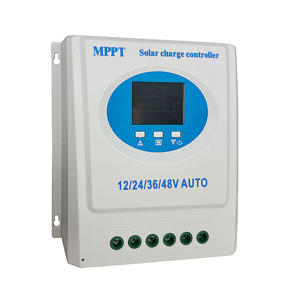 100A 120A 150A MPPT Соларный Контроллер Зарядки 12V 24V 36V 48V Автоматическая Адаптация с LCD Дисплеем с Черным Светом Интеллектуальный Регулятор для Свинцово-кислотных Литиевых Аккумуляторов Два USB Порта Синий Белый 19.5*18.3*6.8cm