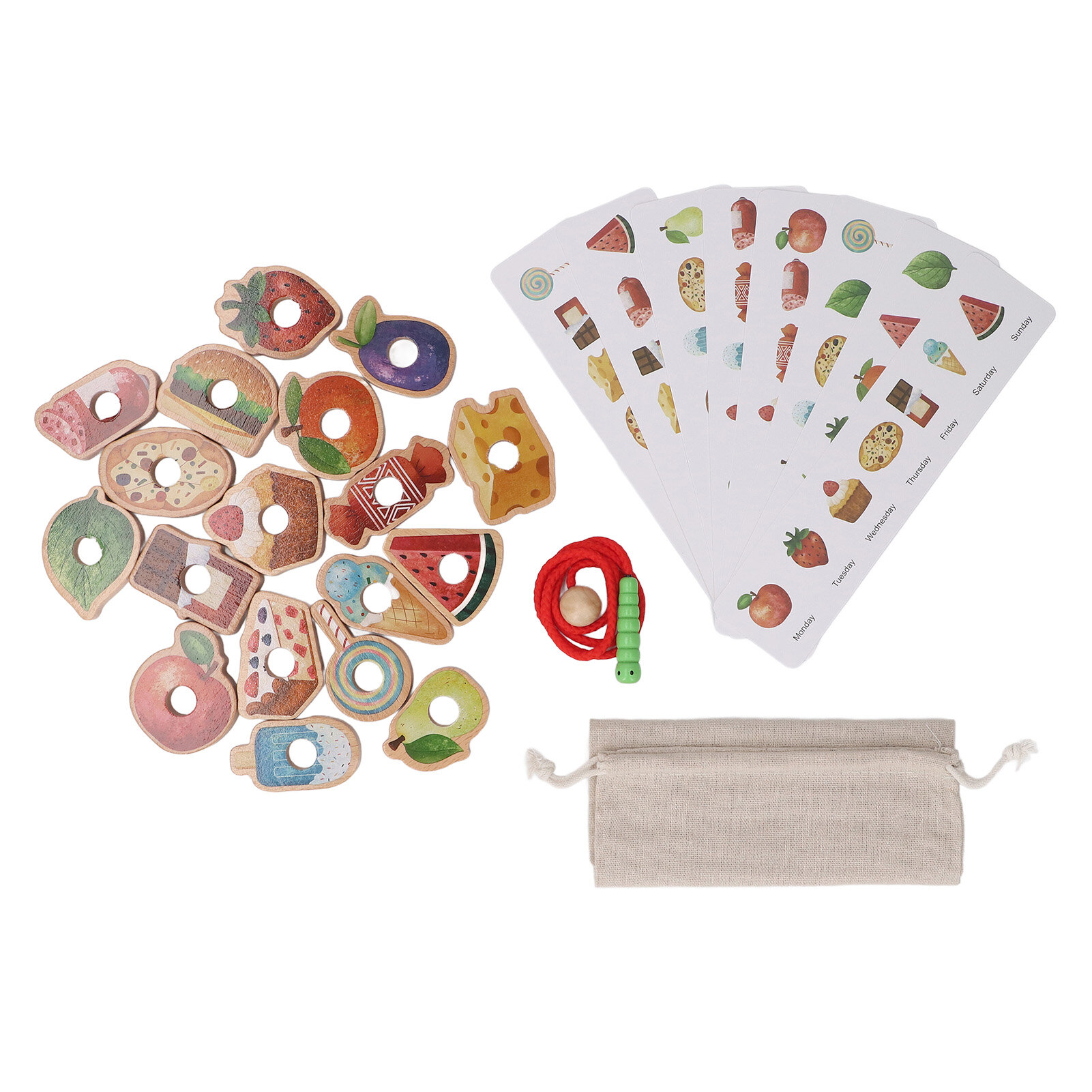 Игра на нить, нанизывание, деревянные шнурки, бусины, логическое мышление, ранняя развивающая игрушка для малышей