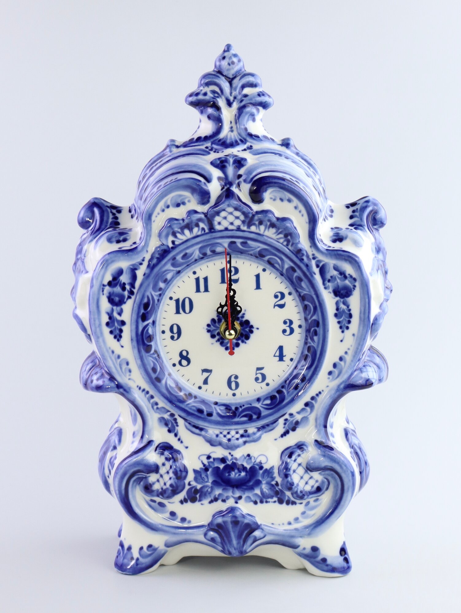 Часы настенные "Торжественные", ручная роспись, Гжель, на батарейках