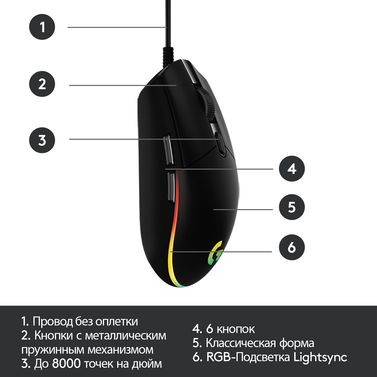 Игровая мышь Logitech G G102 Lightsync — фото 1